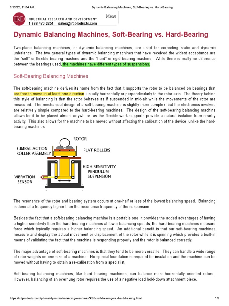 Dynamic Balancing Machines, Soft-Bearing vs. Hard-Bearing | Download Free PDF | Classical ...