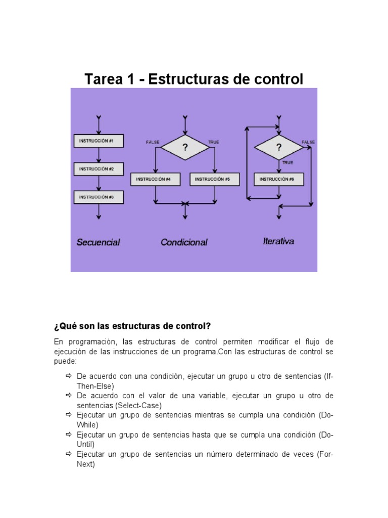 Tarea 1 Estructuras de Control | PDF | Flujo de control | Ingeniería de ...