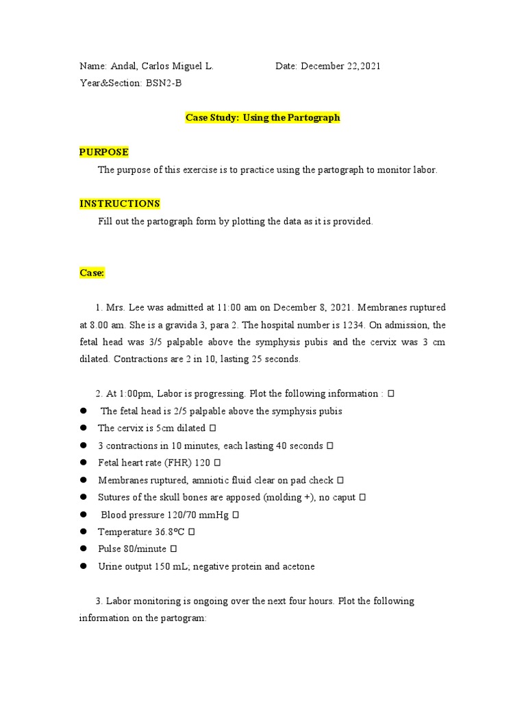 Partograph - Case Scenario | PDF | Childbirth | Public Health