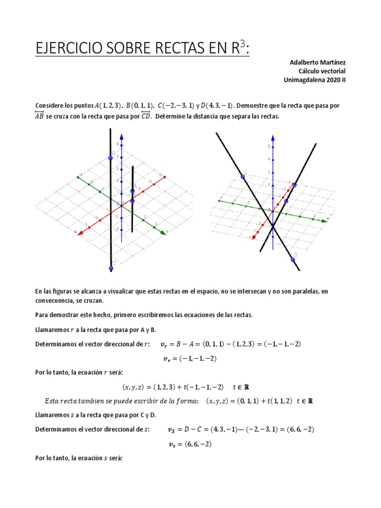 Clase 2EJERCICIO SOBRE RECTAS EN R3 | PDF | Álgebra lineal | Conceptos ...