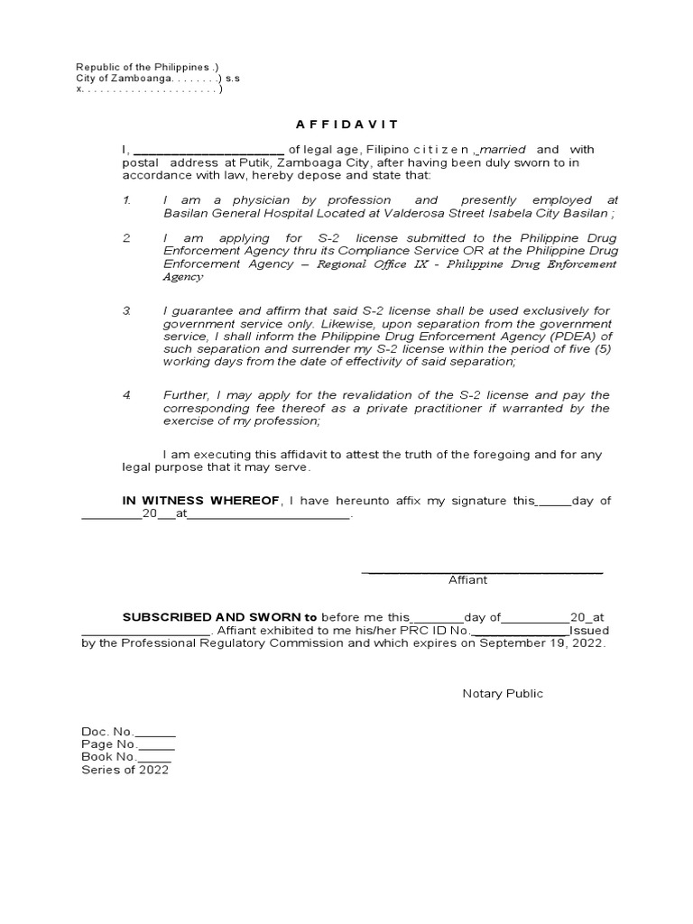 Affidavit Application PDEA | PDF