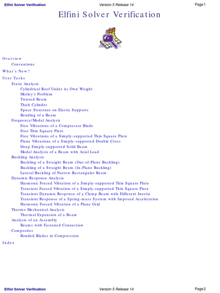 Elfini Solver Verification: What's New? User Tasks | PDF | Buckling ...