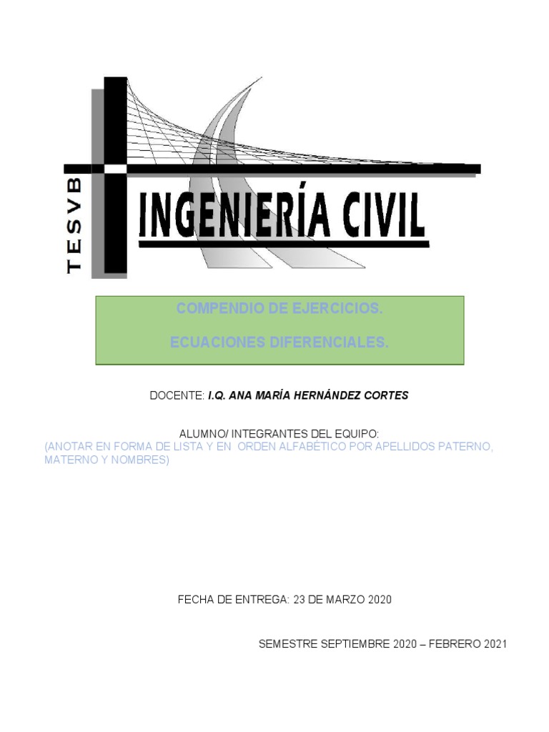 Compendio de Ejercicios | PDF | Ecuaciones | Ecuaciones diferenciales