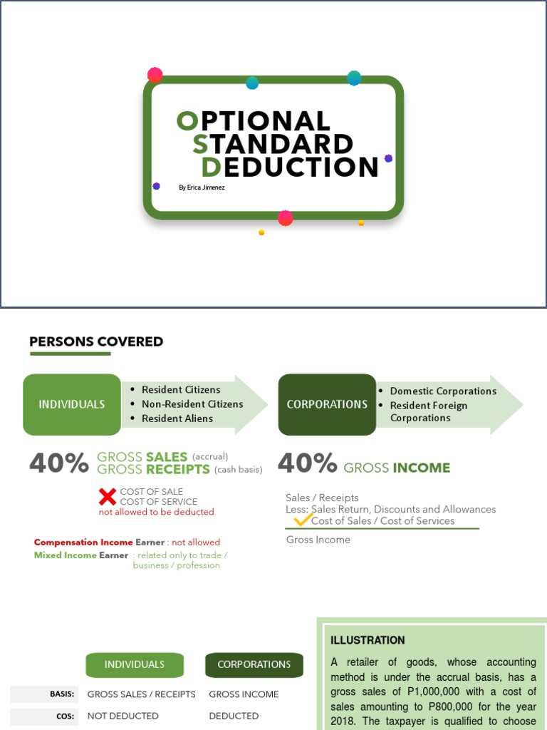U4.3 Optional Standard Deduction (Presentation Slides) | PDF | Gross Income | Tax Deduction
