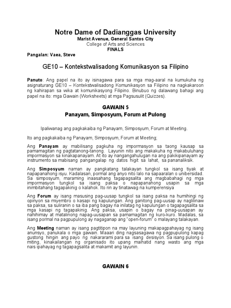 GE10 Worksheets and Quizzes FInals | PDF