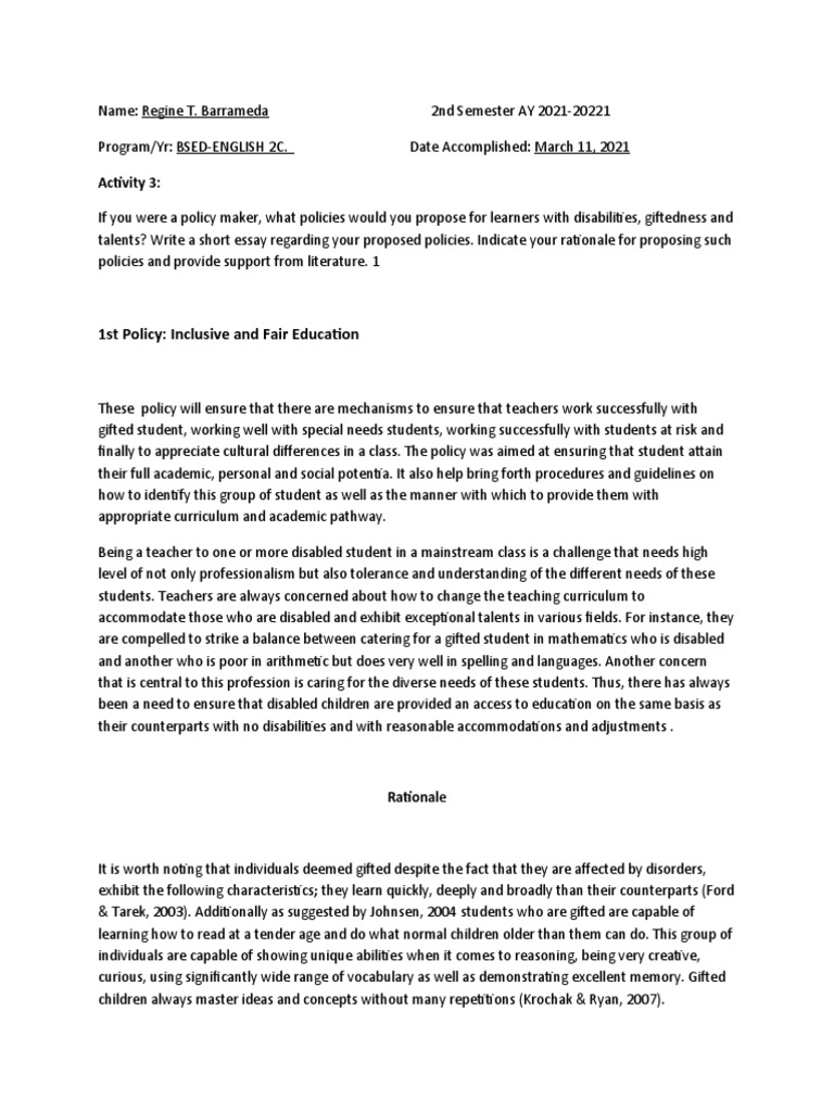 Educ-207 Chapter 2 Activity | PDF | Teachers | Individualized Education ...