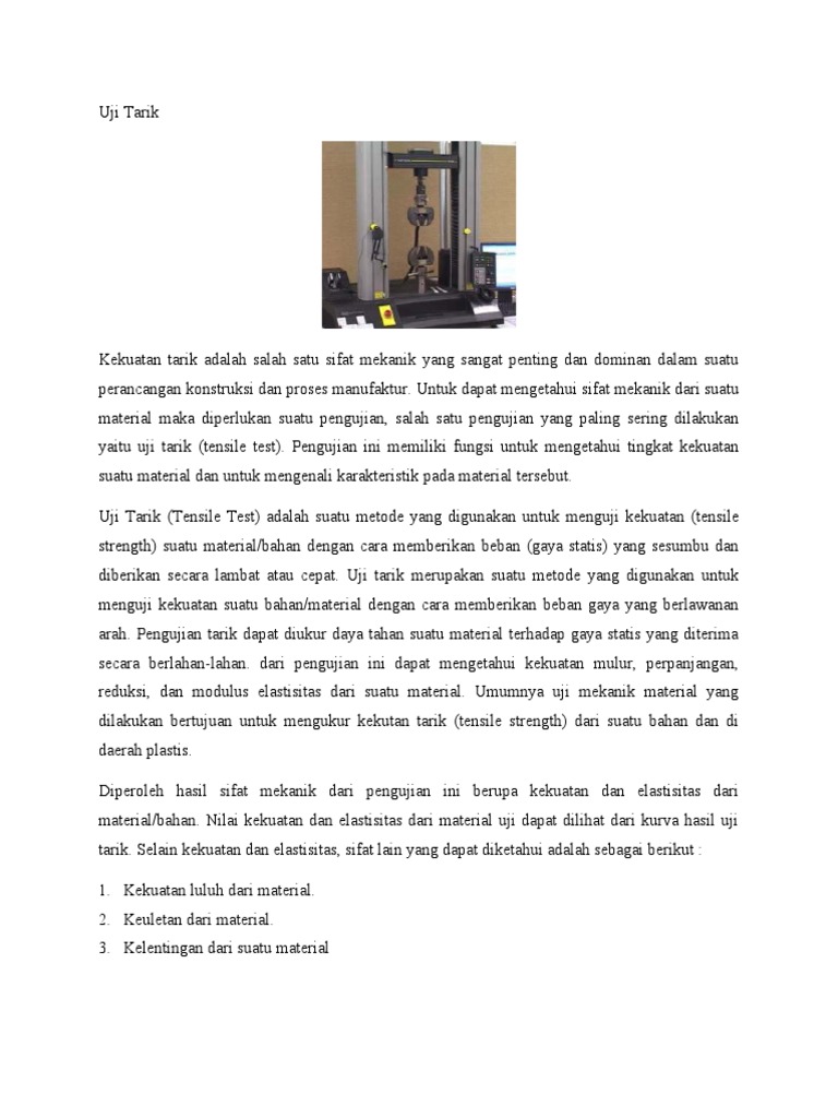 Panduan Lengkap Uji Tarik Material | PDF
