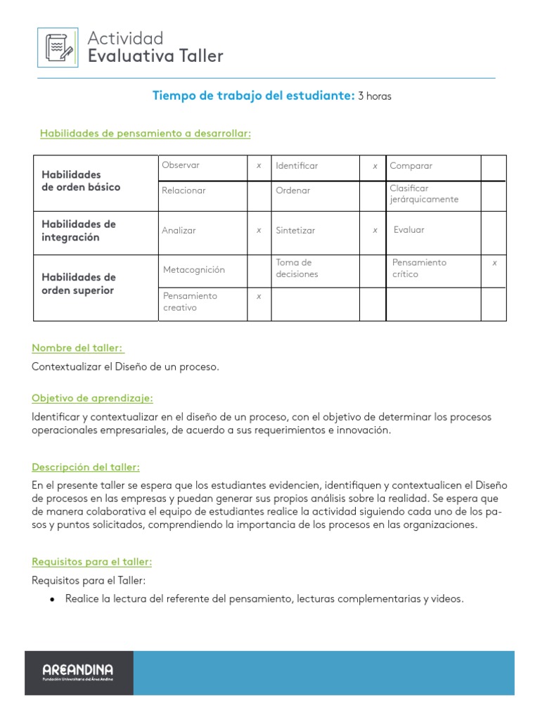Taller - E2 - Diseño de Procesos | PDF | Diseño | Caso de estudio