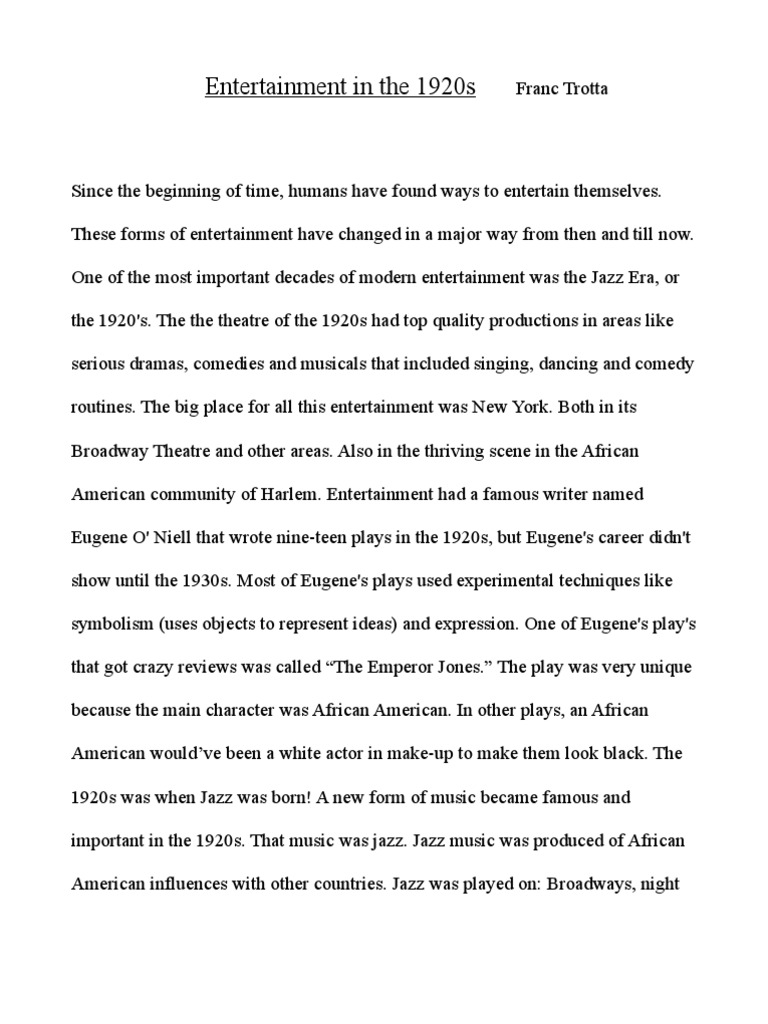 1920 Entertainment | PDF | Art | History