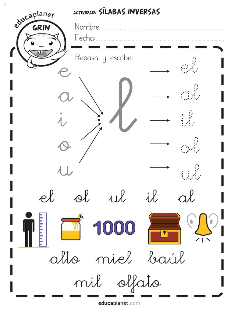 Cartilla Silabas Indirectas Educaplanet | PDF