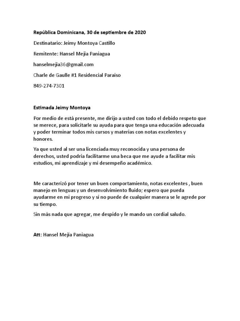 Carta de Auto Presentación | PDF