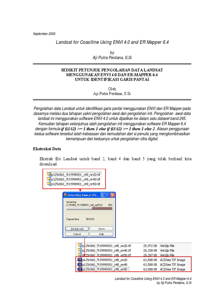 Tutorial Landsat For Coastline Using ENVI 4.0 and ER Mapper 6.4 | PDF