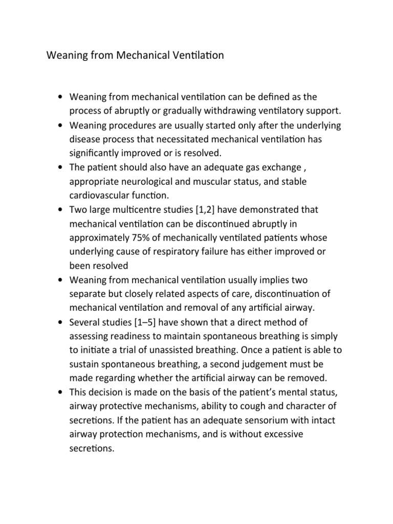 A Comprehensive Guide to Weaning From Mechanical Ventilation | PDF ...