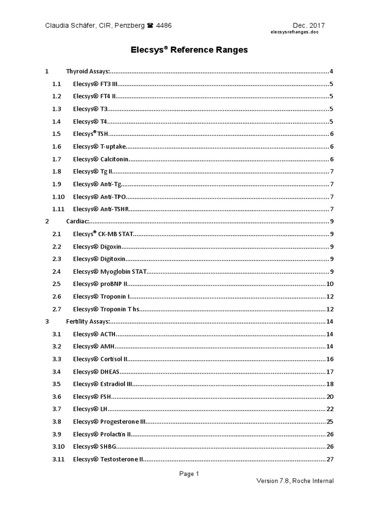 Elecsys Reference Ranges | PDF | Myocardial Infarction | Heart Failure