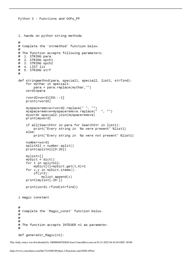 Python 3 Functions and OOPs FP | PDF