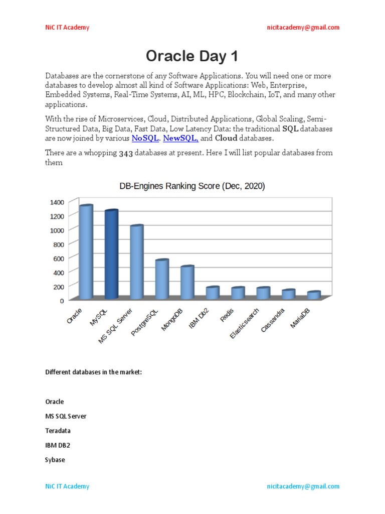 Oracle Day 1 Introduction to Databases and Oracle | PDF | Oracle Database | Databases