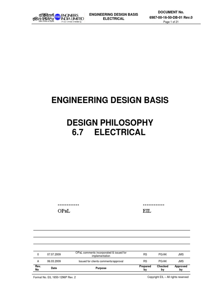 Design Basis EIL STD | PDF | Power Supply | Transformer