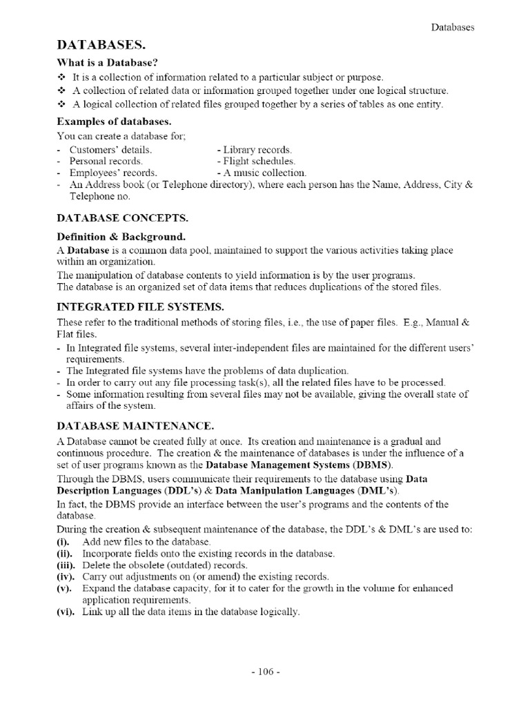 Introduction To Databases PDF Notes | PDF