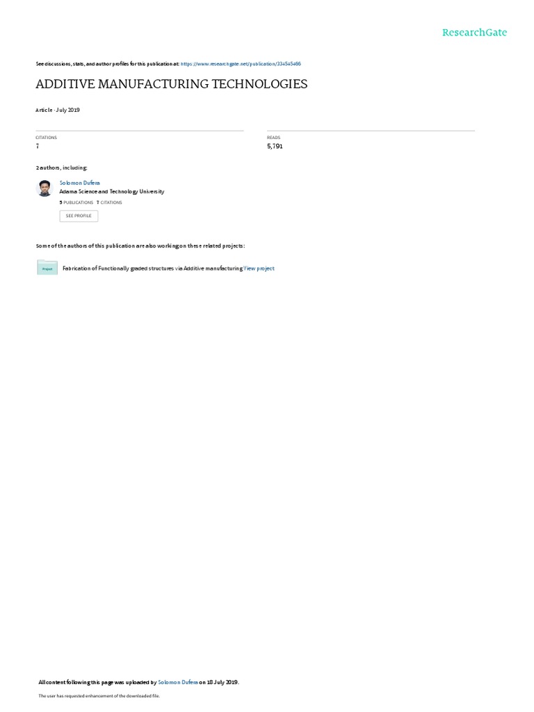 Additive Manufacturing Technologies | PDF