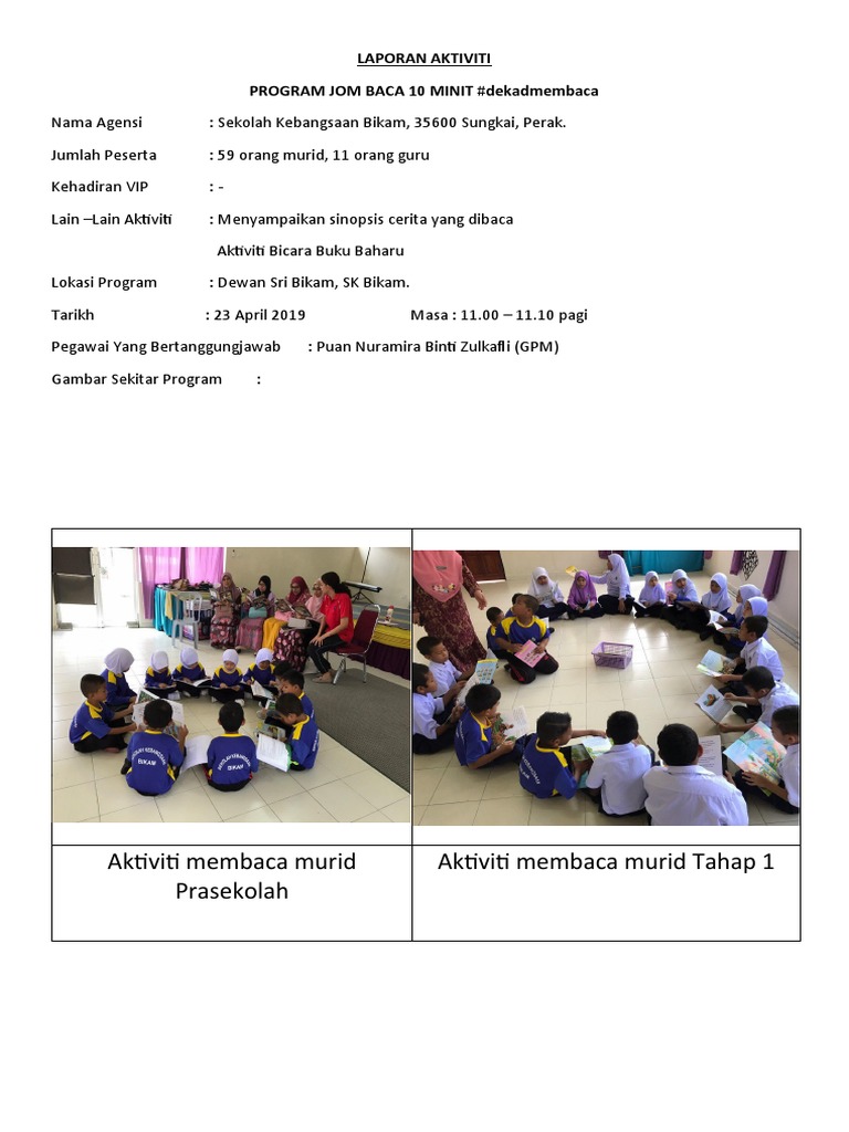Laporan Program Jom Baca 10 Minit | PDF