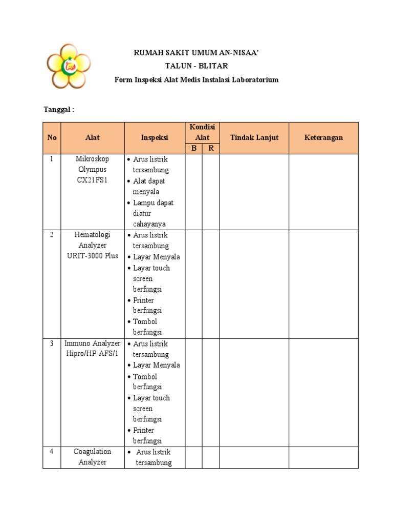 Form Inspeksi Alat Lab | PDF