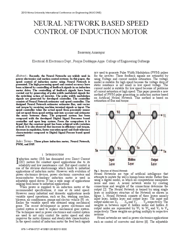 Neural Network Based Speed Control of Induction Motor | PDF | Power Inverter | Electric Motor