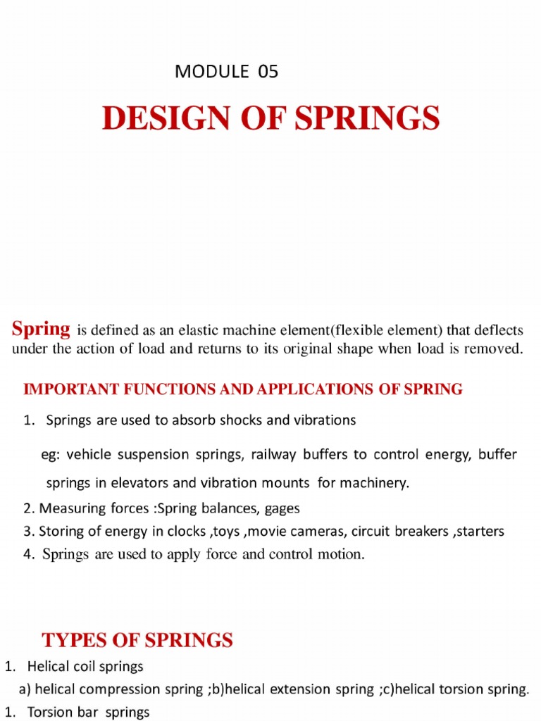 Design of Springs: Module O05 | PDF | Strength Of Materials | Stress ...