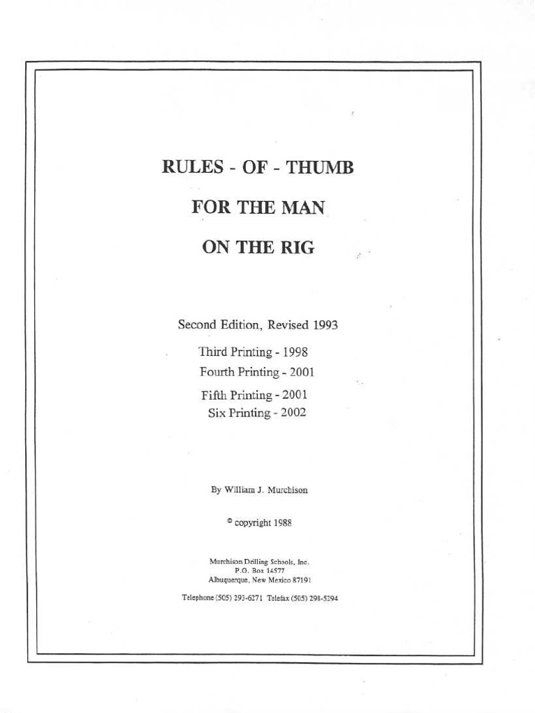 Rules of Thumb ROR The On The Rig | PDF