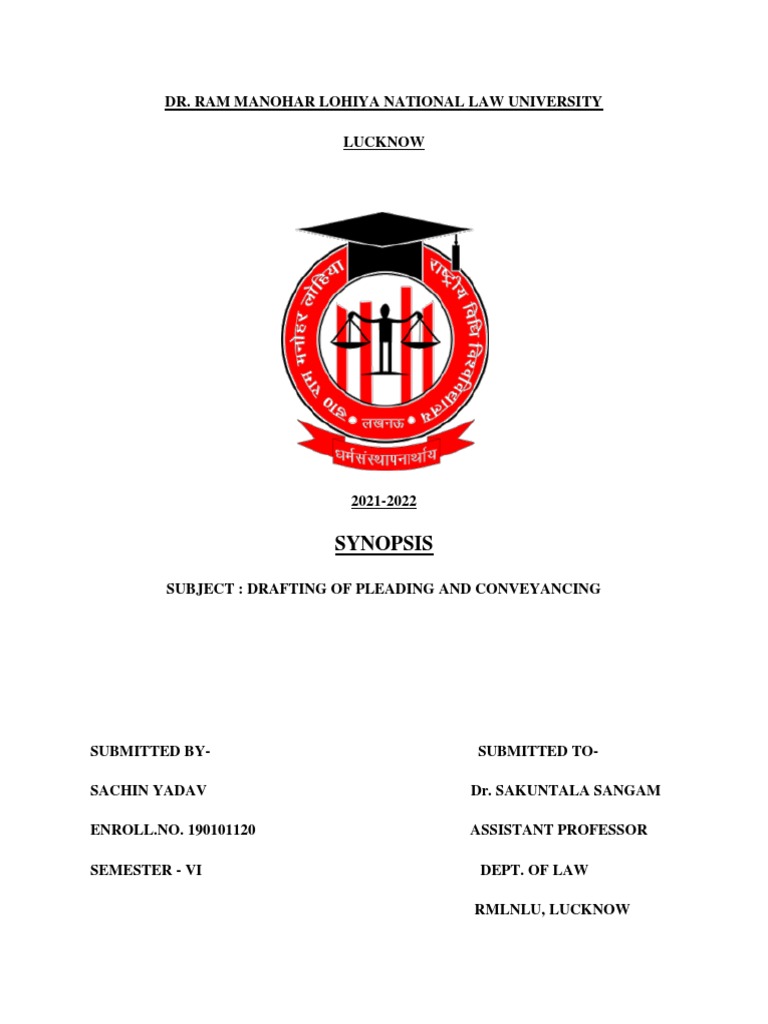 Synopsis For DPC 190101120 | PDF | Bail | Public Sphere