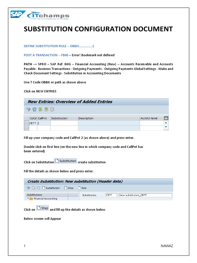 Substitution Configuration in SAP OBBH | PDF