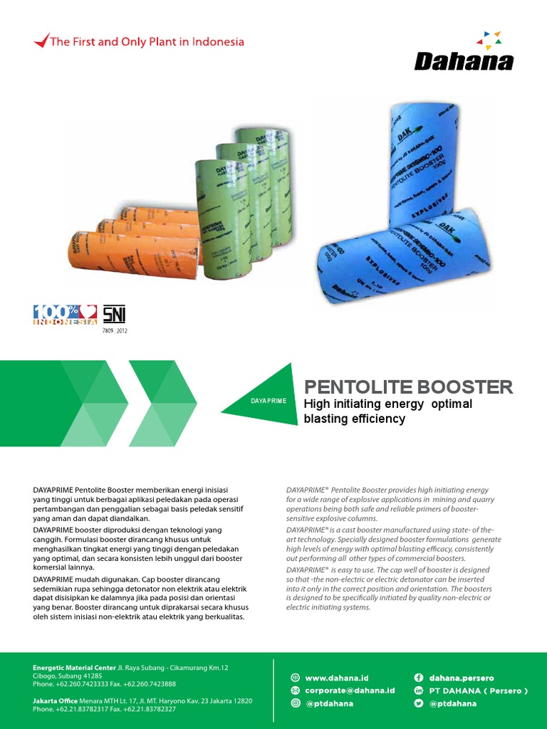 Pentolite Booster: High Initiating Energy Optimal Blasting Efficiency ...