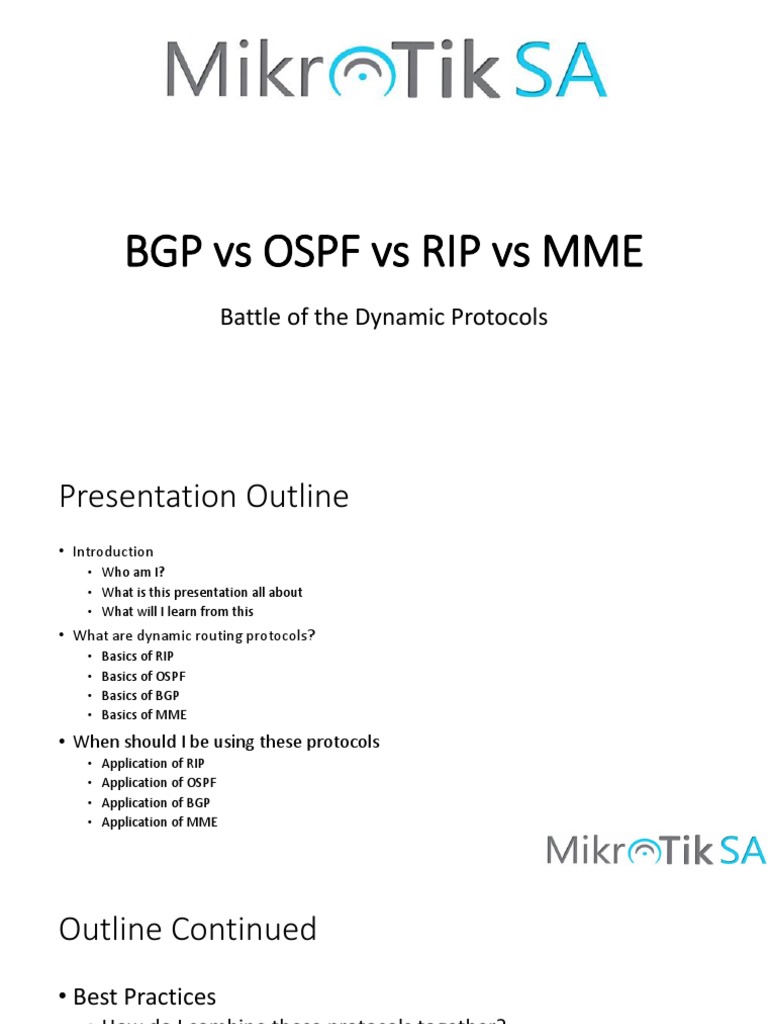BGP Vs Ospf Vs Rip Vs Mme: Battle of The Dynamic Protocols | PDF ...