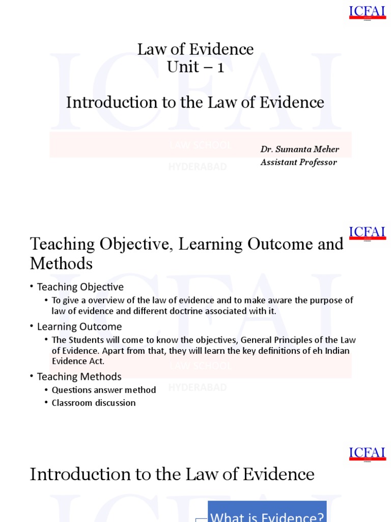 Unit 1 - Introduction To The Law of Evidence | PDF | Evidence (Law ...