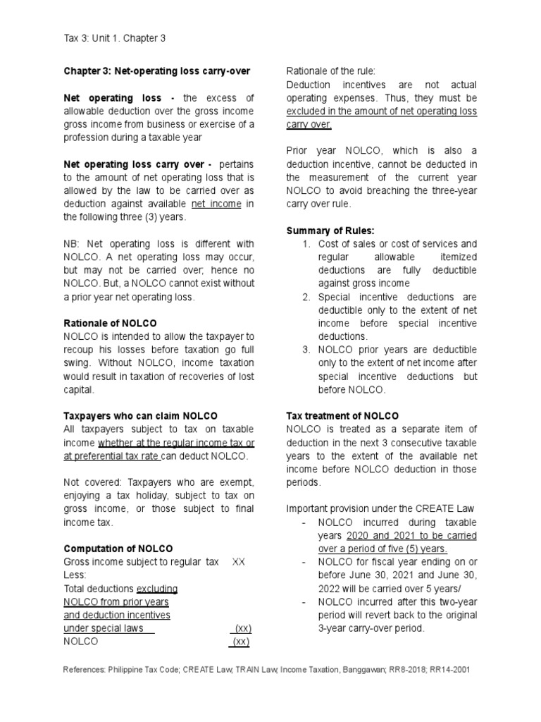Chapter 3: Net-Operating Loss Carry-Over Net Operating Loss - The ...