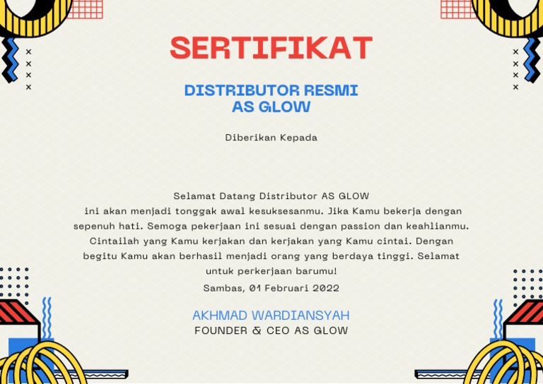 Contoh Sertifikat Distributor | PDF