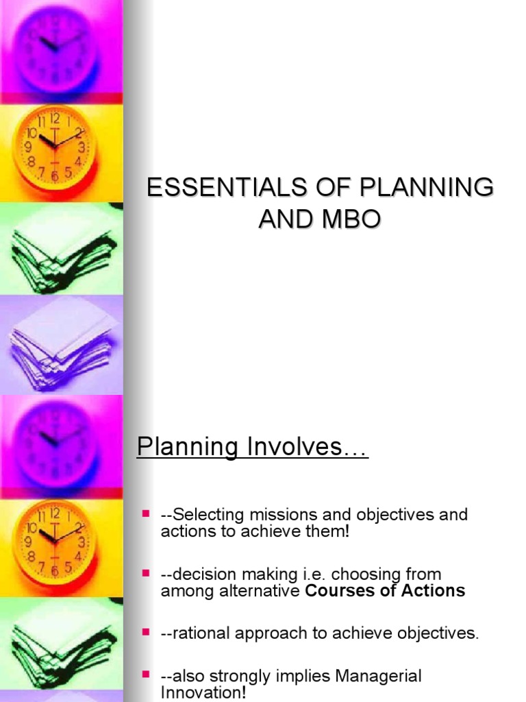 6.) Essentials of Planning and Mbo | PDF | Strategic Management | Policy