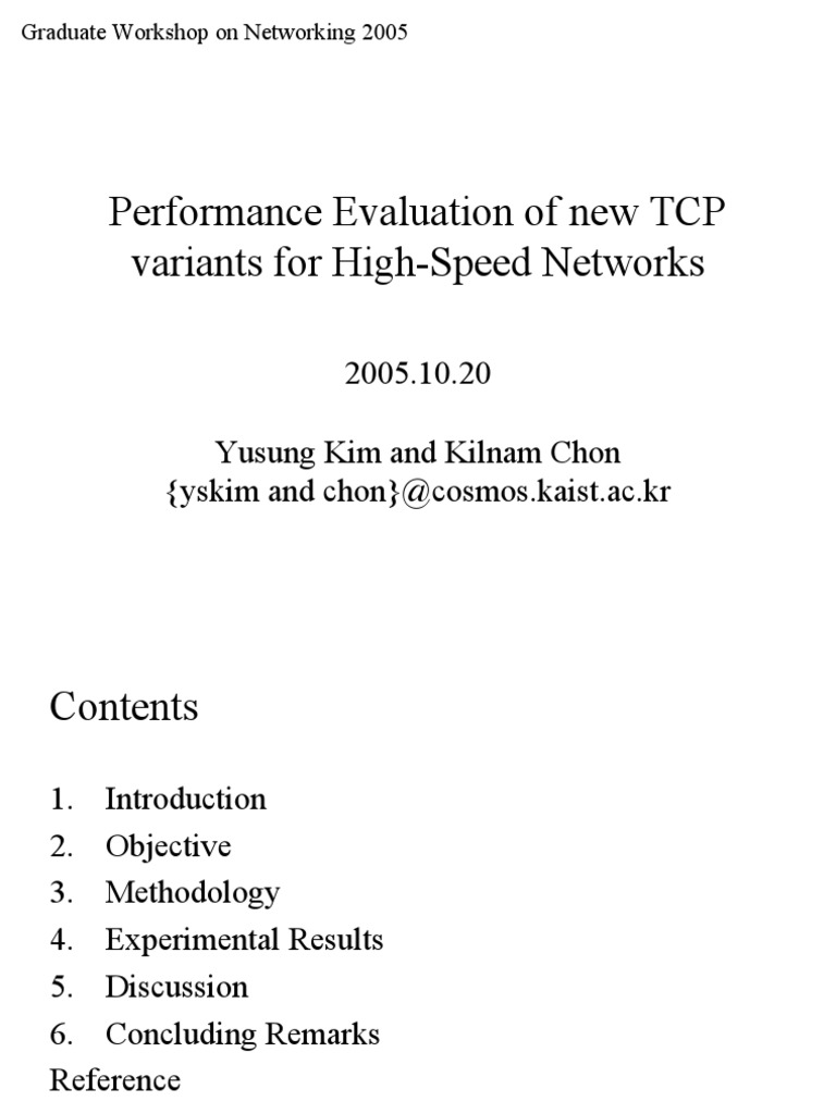 Performance Evaluation of New TCP Variants For High-Speed Networks | PDF | Computer Networking ...