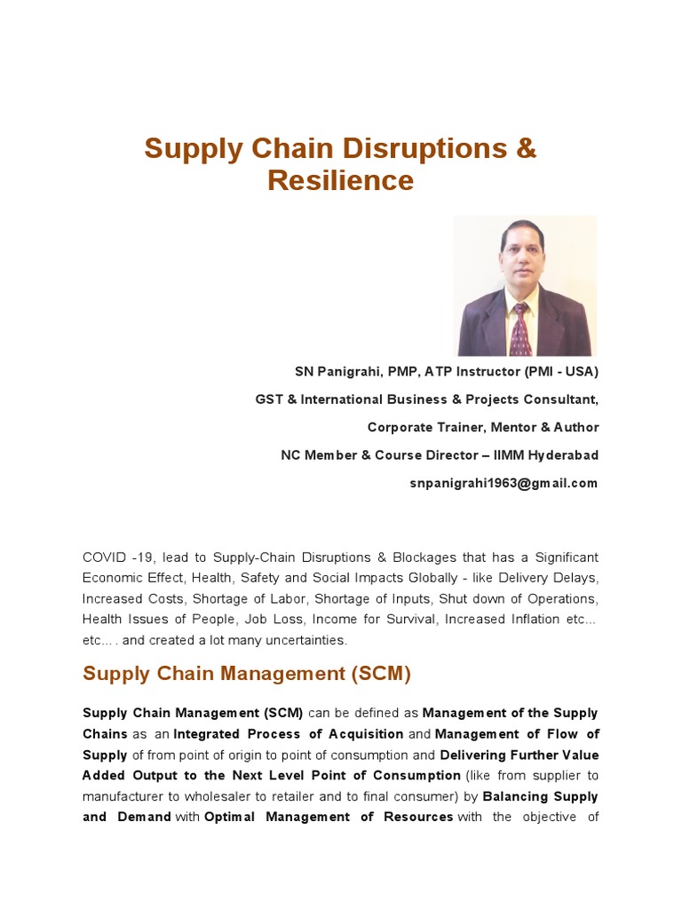 Supply Chain Risks & Resilience | PDF | Supply Chain | Supply Chain ...