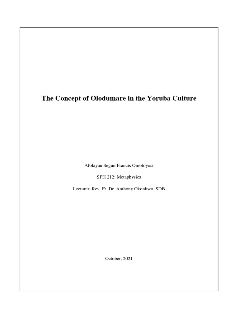 The Concept of Olodumare in The Yoruba Culture | PDF | God | Monotheism