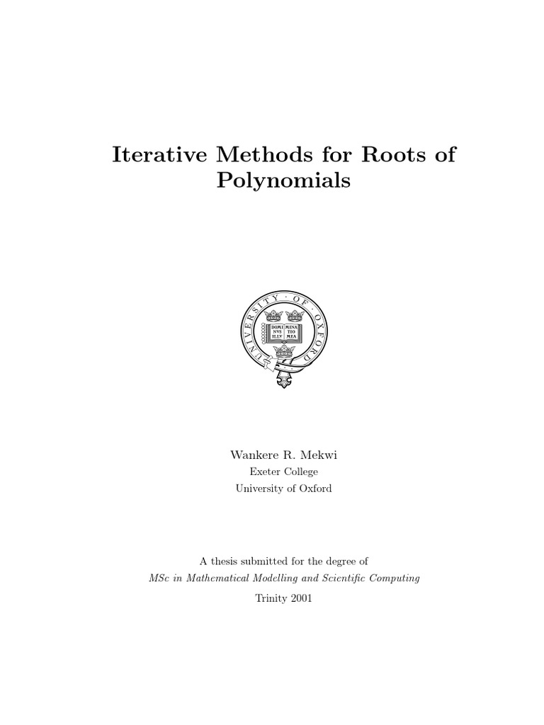 W. R. Mekwi - Iterative Methods For Roots of Polynomials (2001) | PDF | Polynomial | Factorization