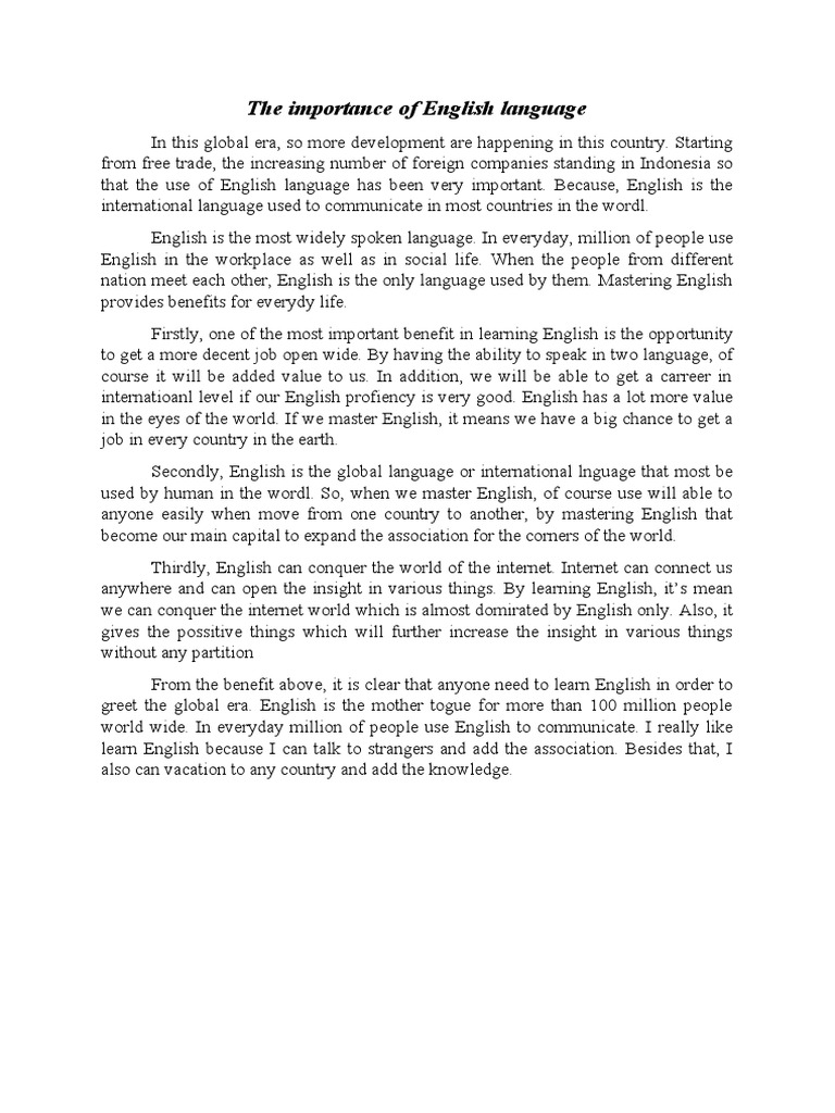 The Importance of English Language | PDF