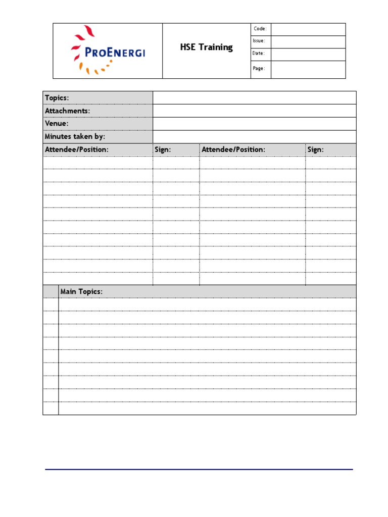 Form Absen Training HSE | PDF