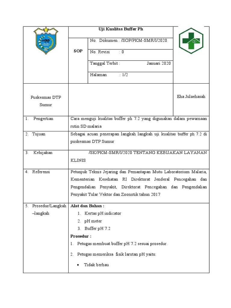 Sop Uji Kualitas Buffer PH | PDF