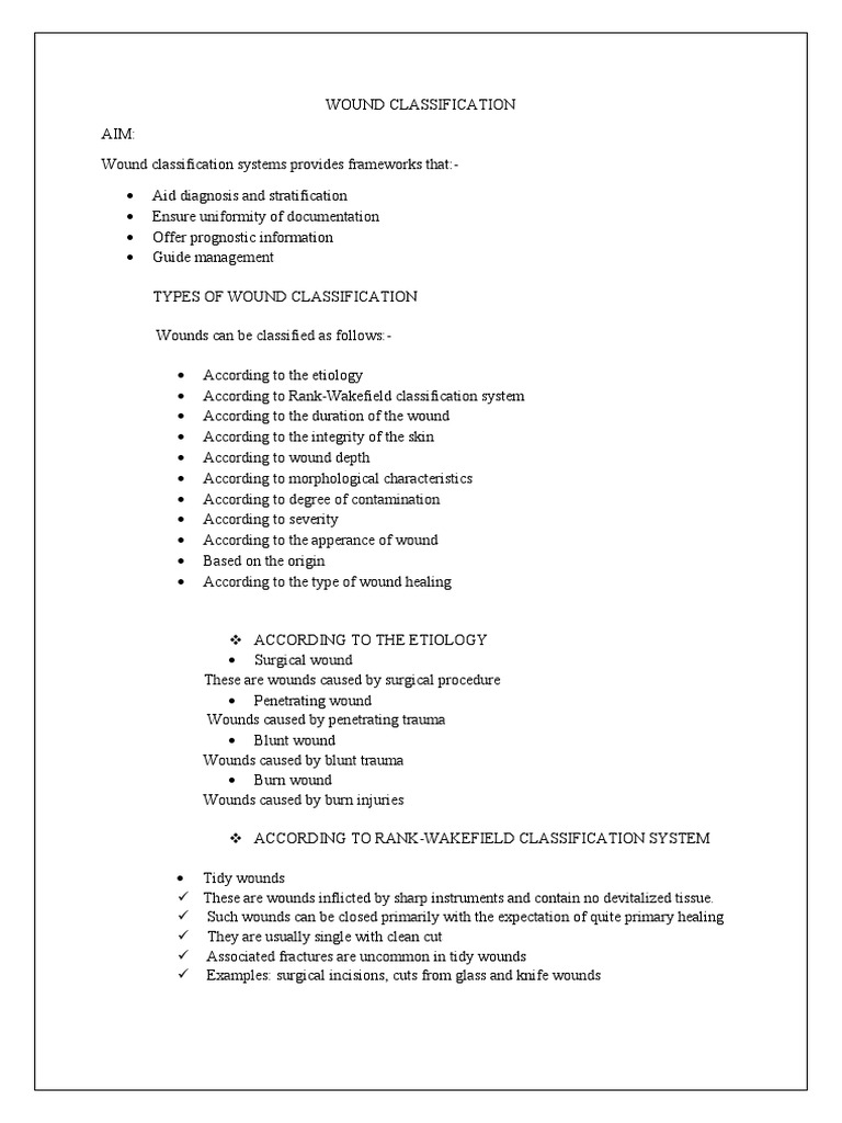 3.wound Classification | PDF | Wound | Skin