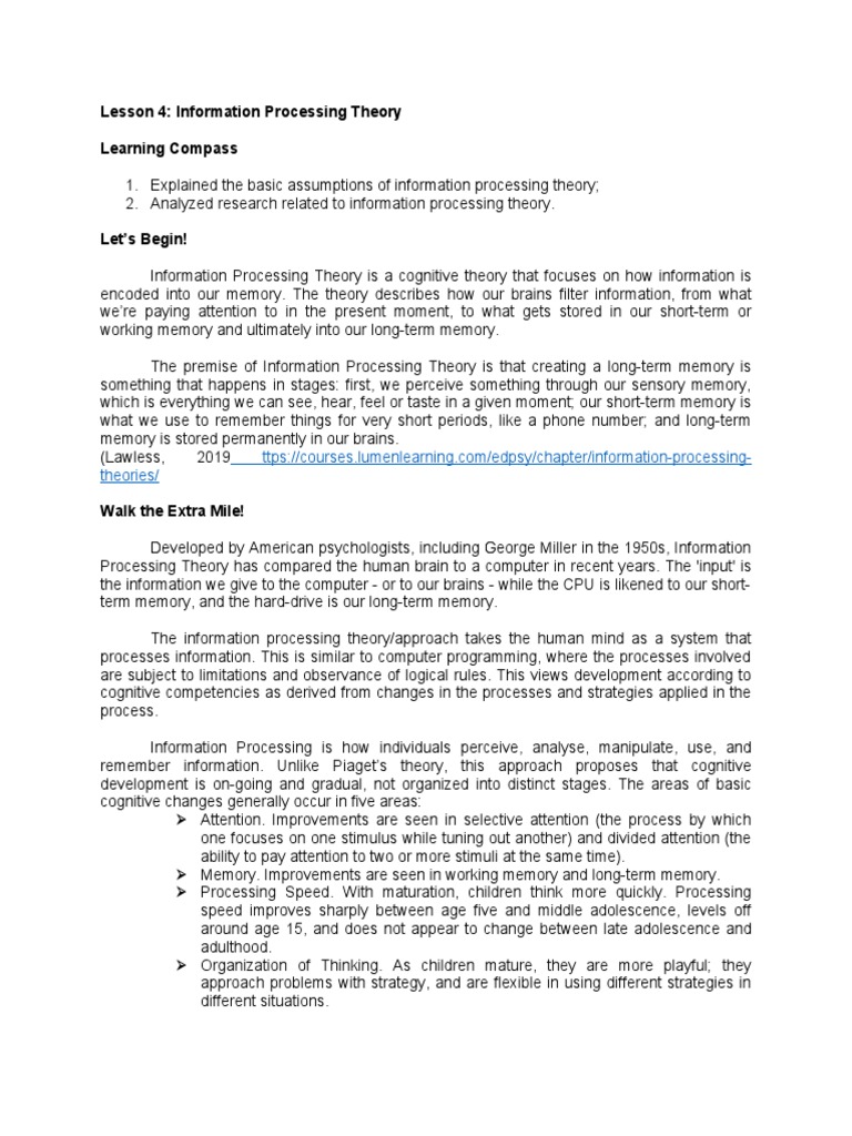 Information Processing Theory.. | PDF | Memory | Information Processing
