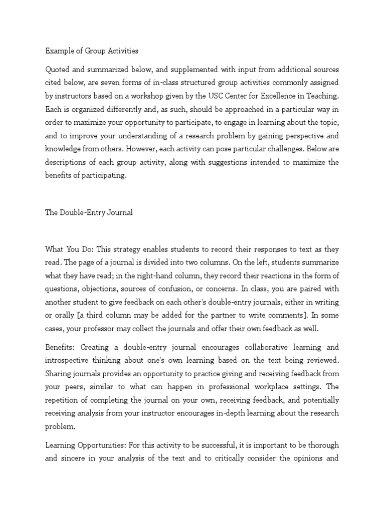 In-Class Group Activities Guide | PDF | Learning | Cognition