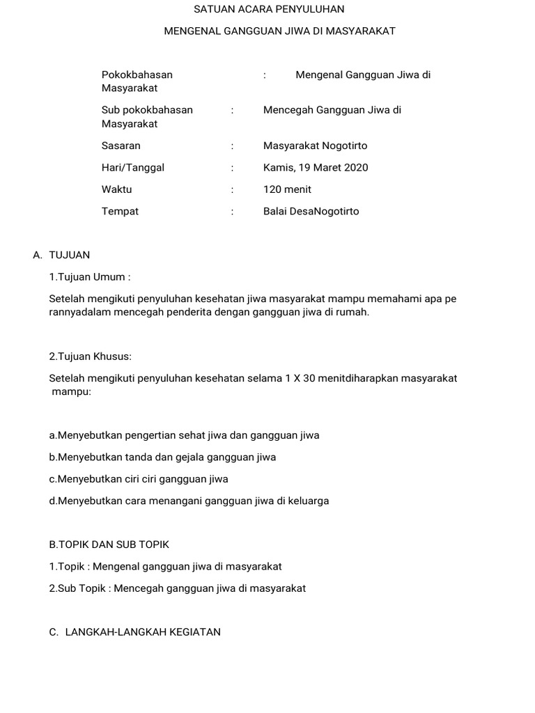 Satuan Acara Penyuluhan (Sap) Dan Leaflet | PDF