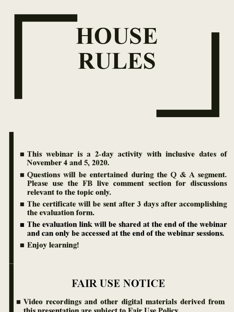 Webinar House Rules | PDF