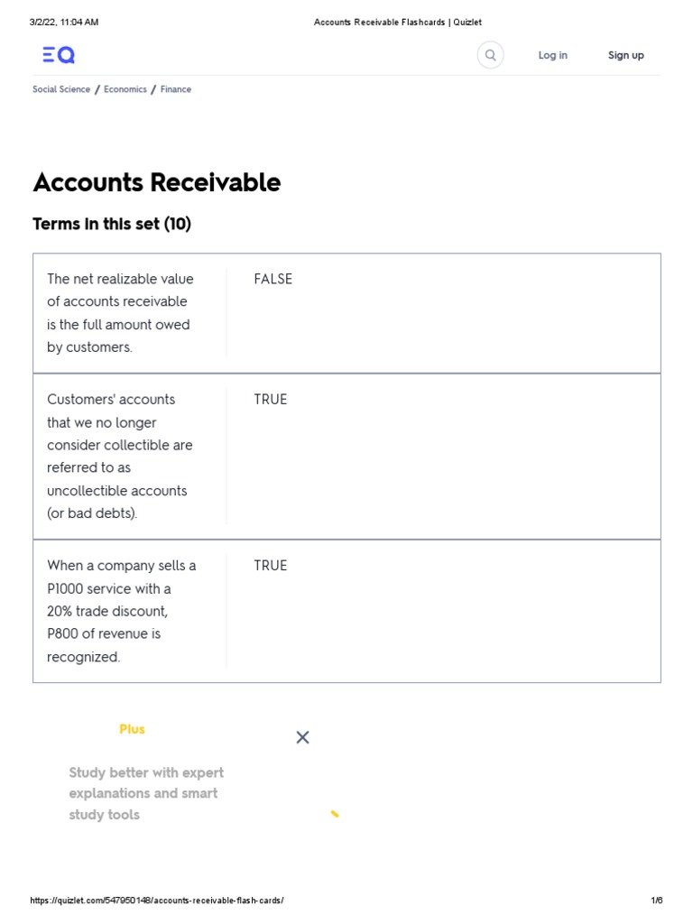 Accounts Receivable Flashcards - 2 | Download Free PDF | Bad Debt ...