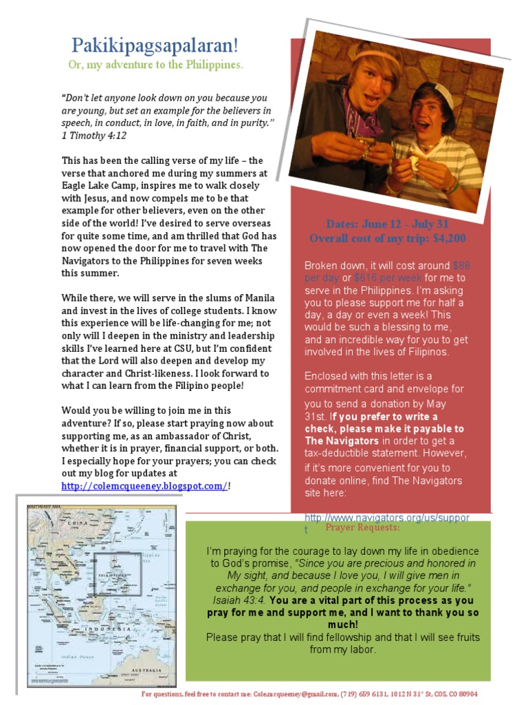 Support My Mission Trip to the Philippines | PDF | Business | Religious ...